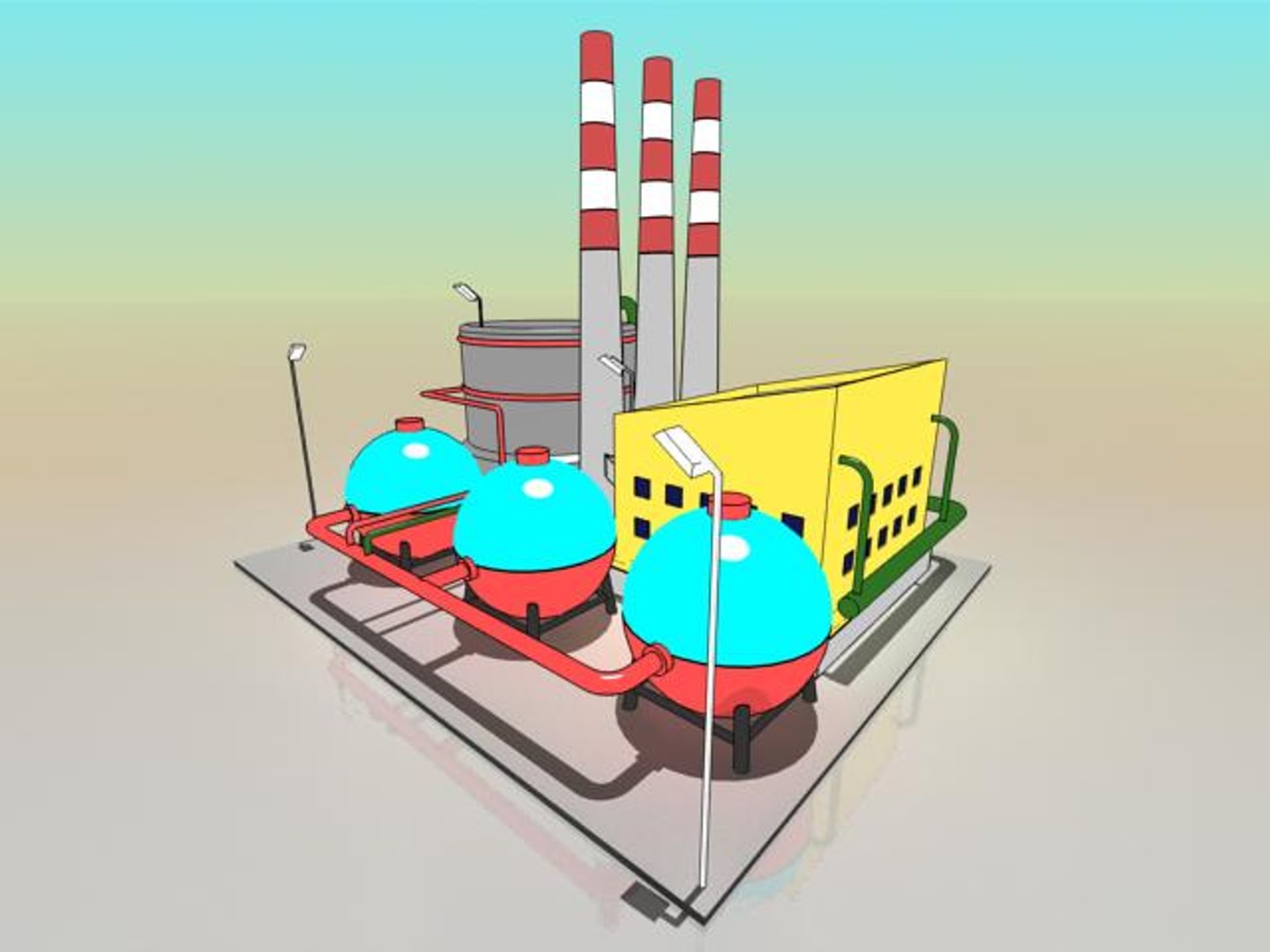 3d simple cartoon factory model