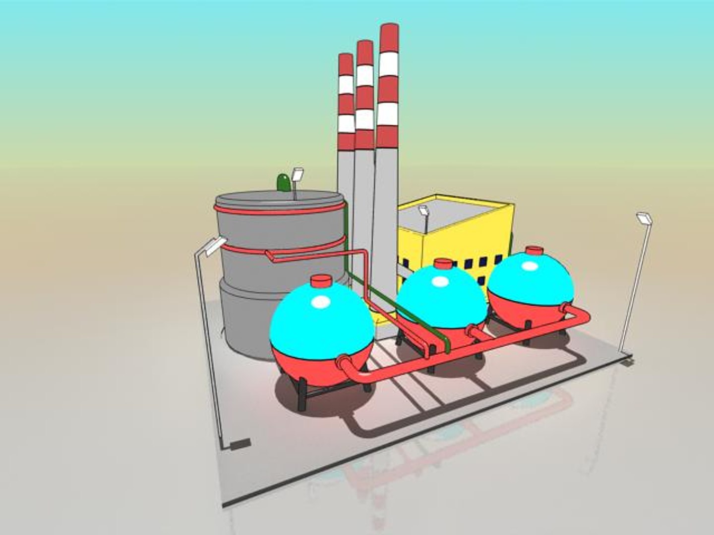 3d simple cartoon factory model