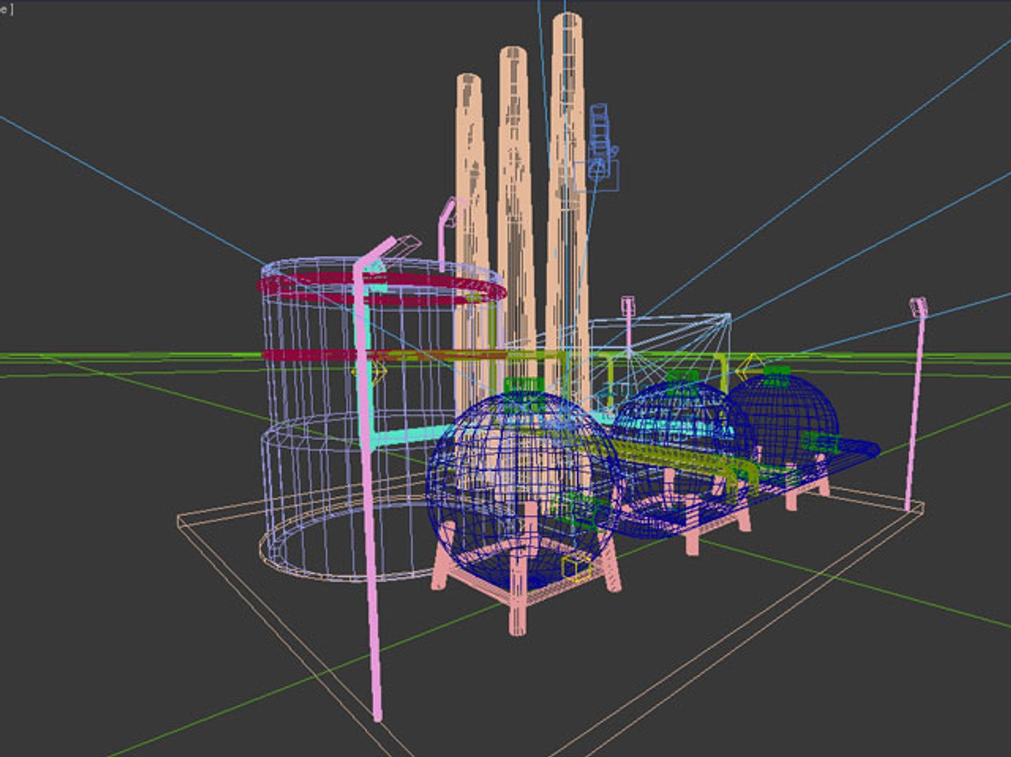 3d simple cartoon factory model