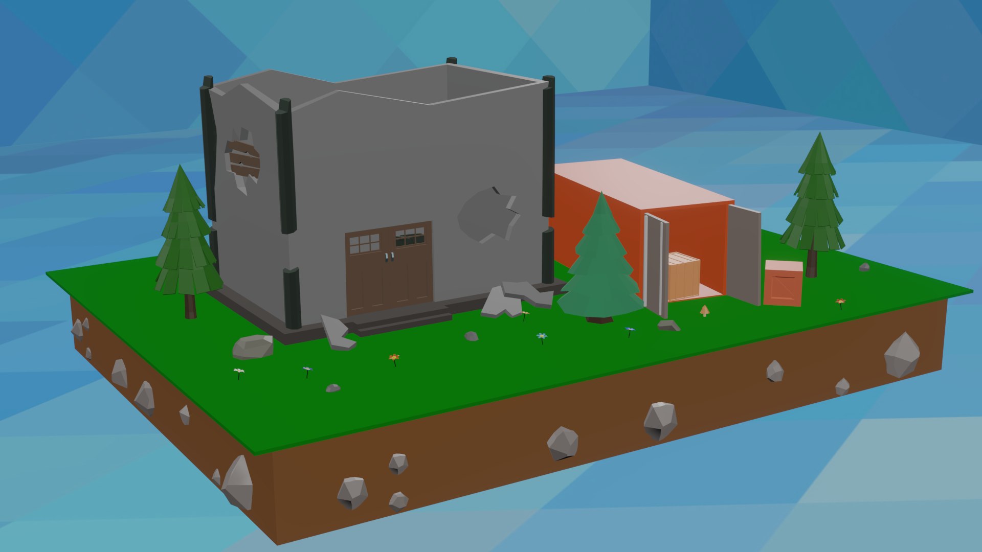 3D Cartoon Ruined Building - TurboSquid 1545146