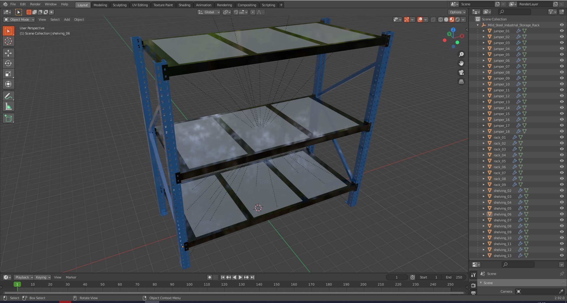 3D Mild Steel Industrial Storage Rack model - TurboSquid 2144089