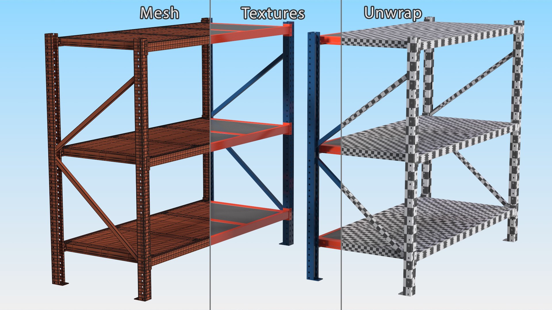 3D Mild Steel Industrial Storage Rack model - TurboSquid 2144089