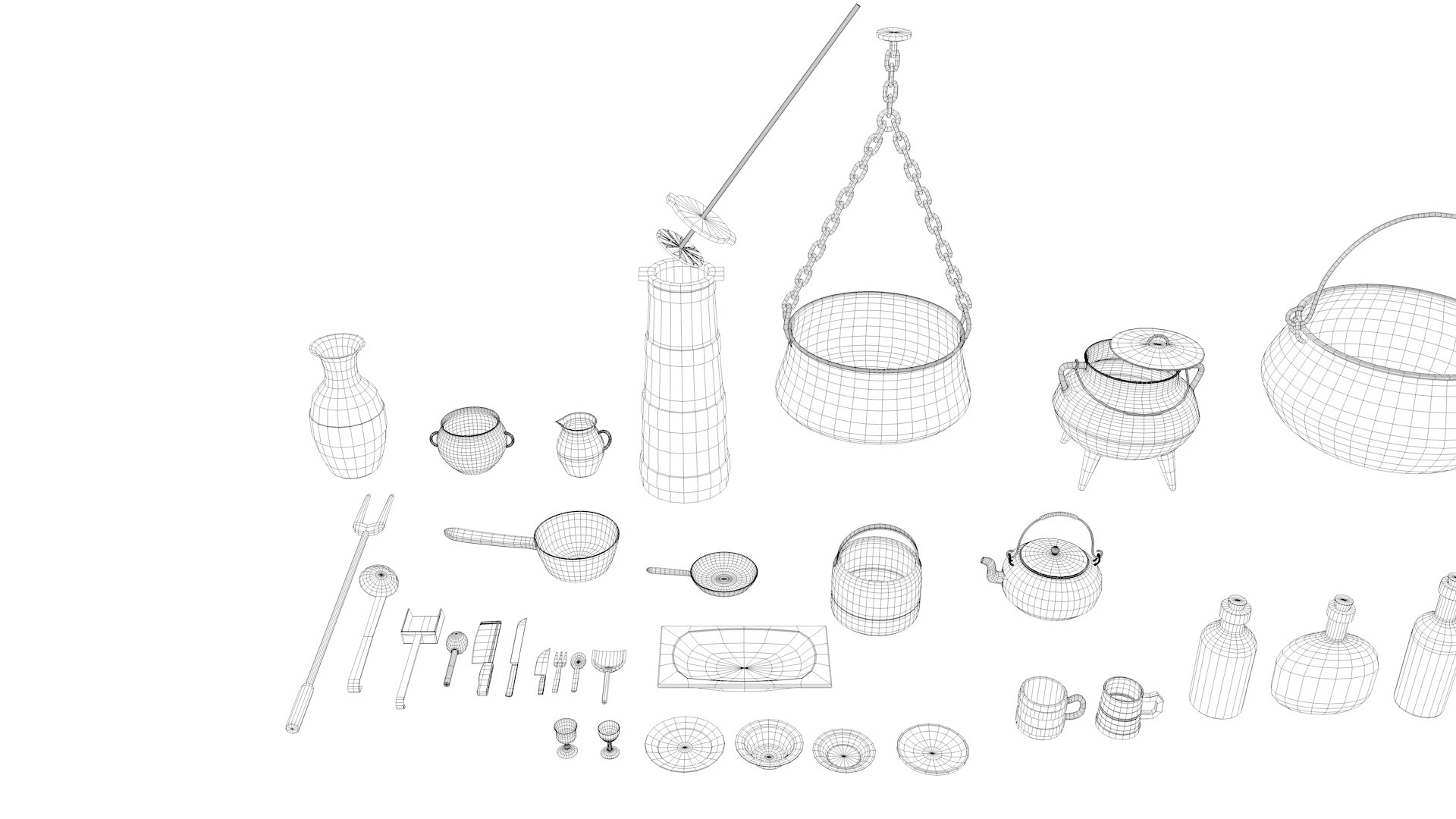 3D Model Medieval Kitchen Props - TurboSquid 2213299