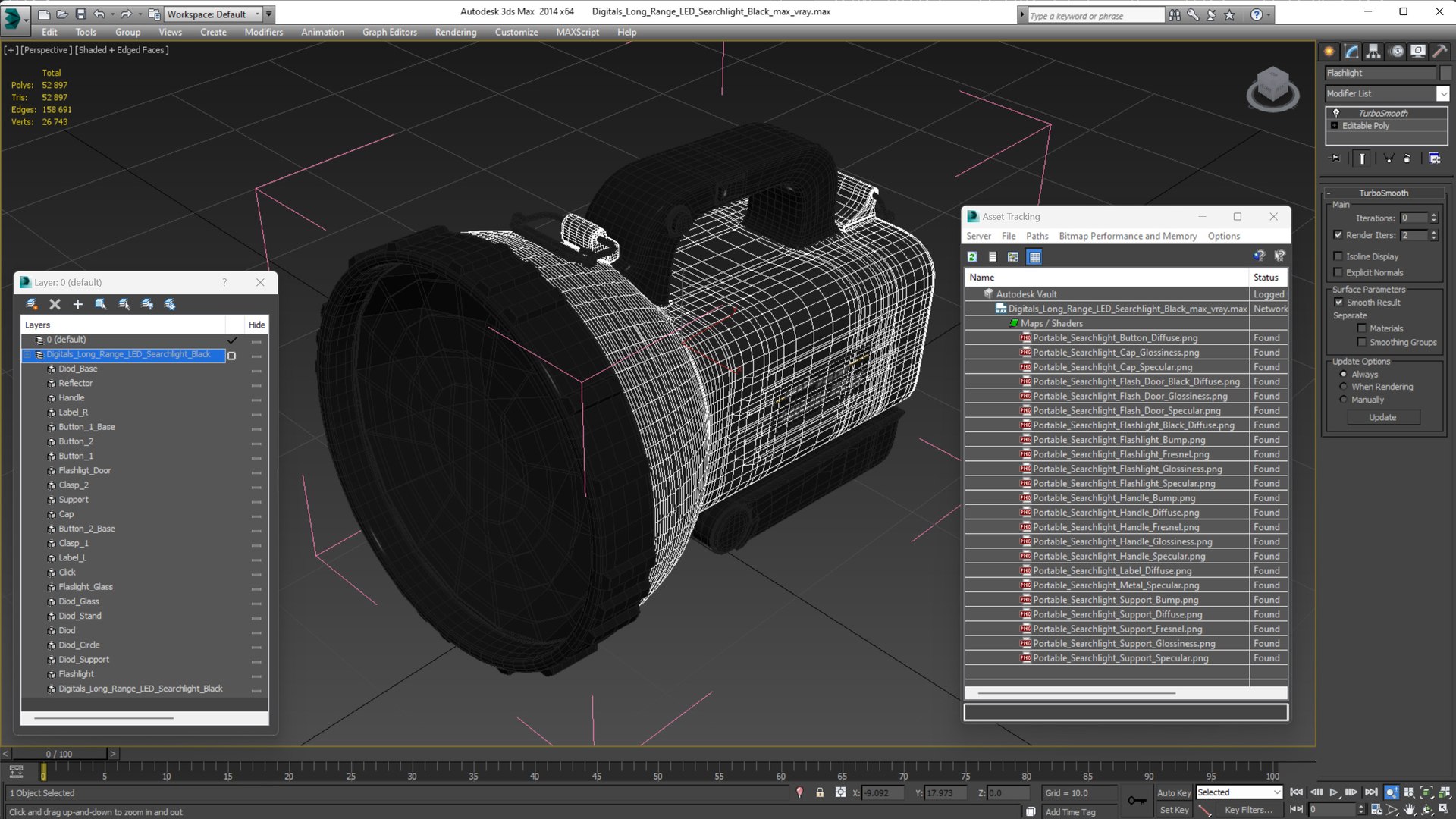 Digitals Long Range LED Searchlight Black Model - TurboSquid 2149910