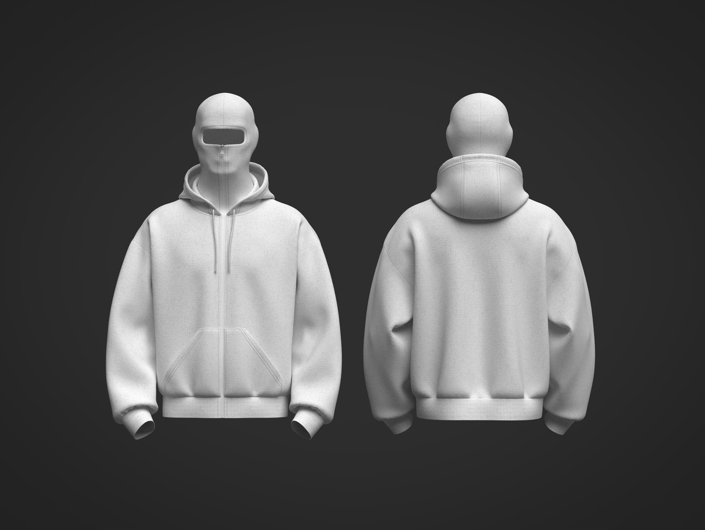 3D Male Oversized Balaclava Hoodie - TurboSquid 2339752