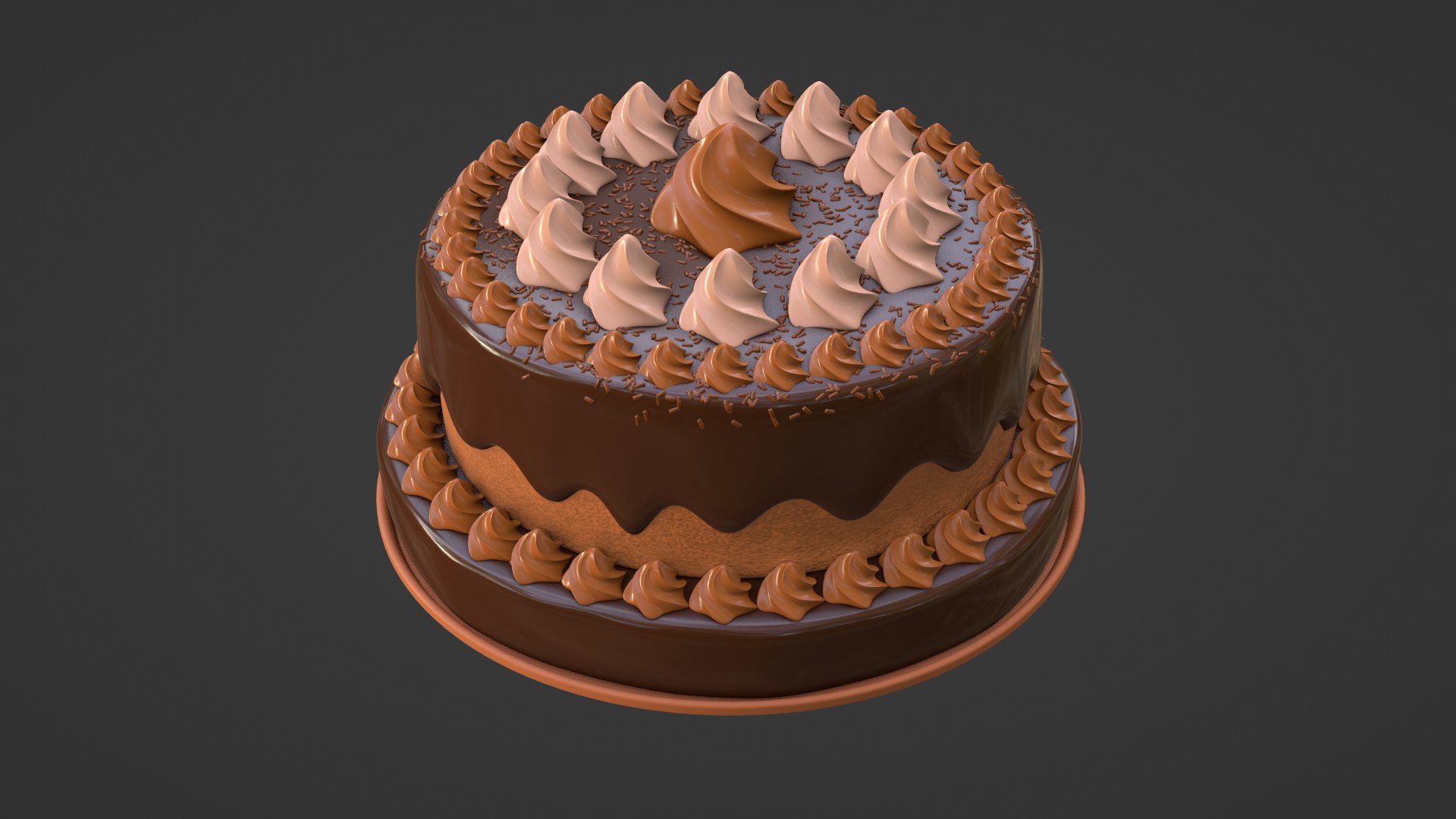 Chocolate Cake Model - TurboSquid 2067406