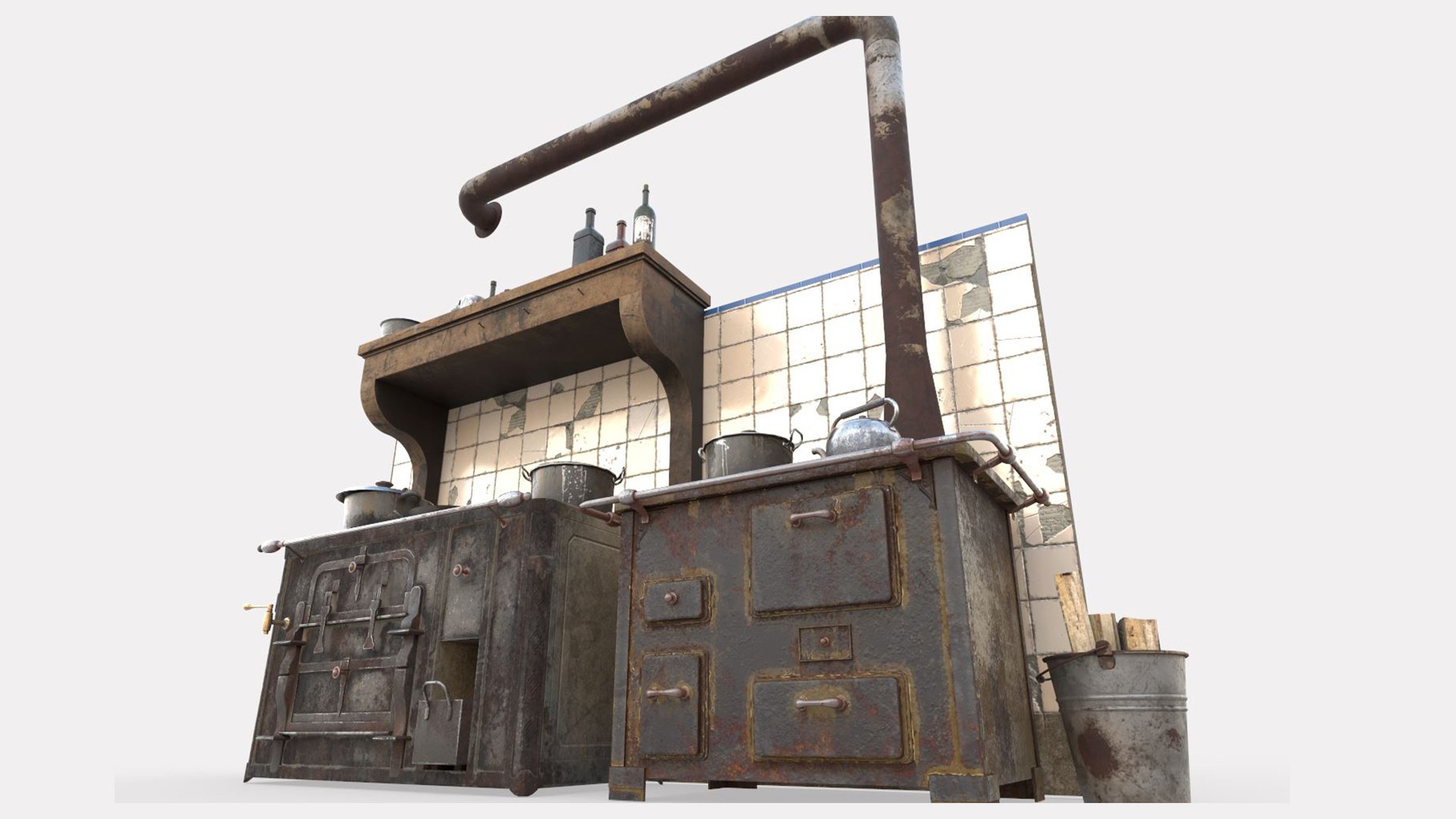 Old Stoves And Kitchenware model - TurboSquid 2017571