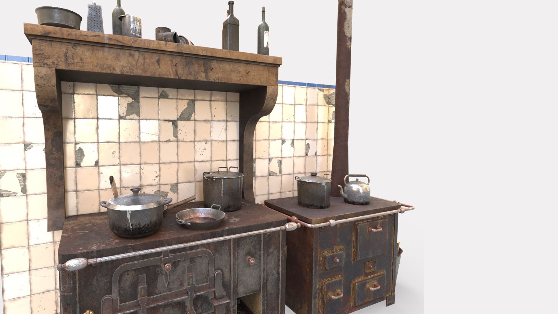 Old Stoves And Kitchenware model - TurboSquid 2017571