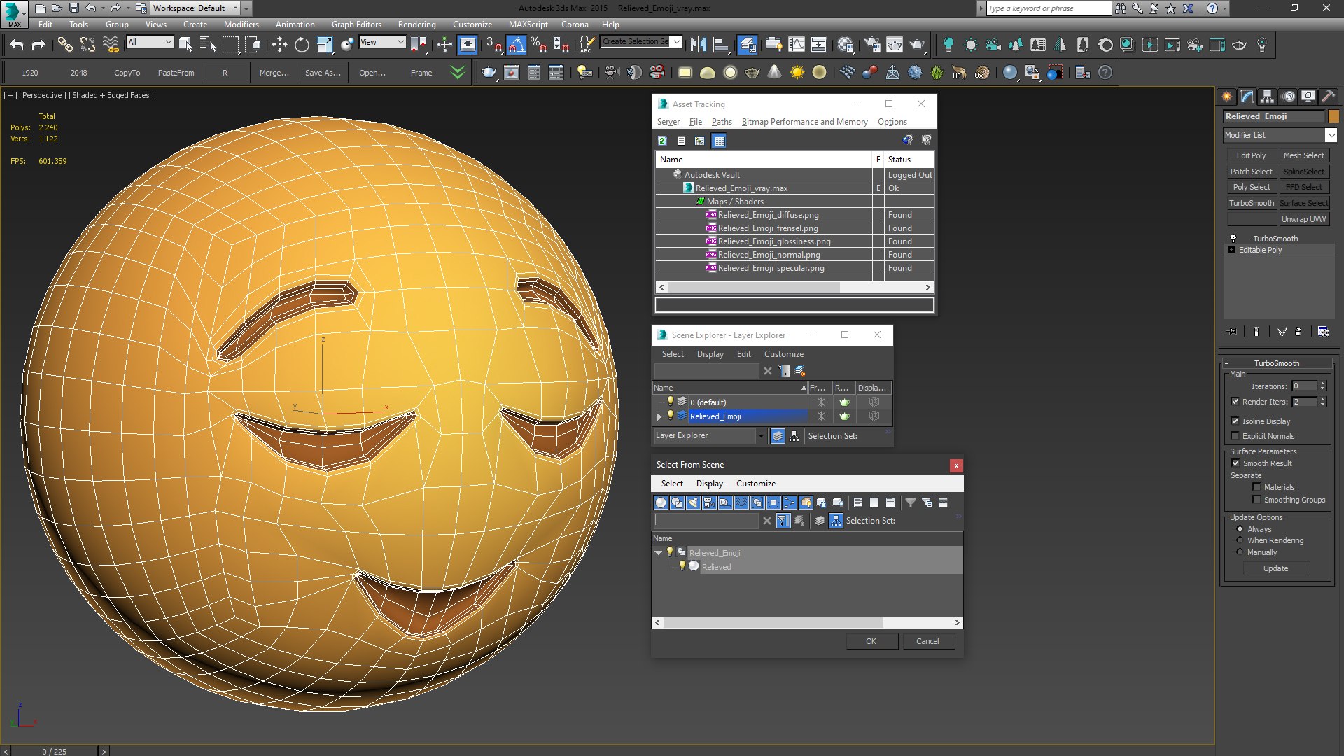 3D Relieved Emoji Model - TurboSquid 1533921