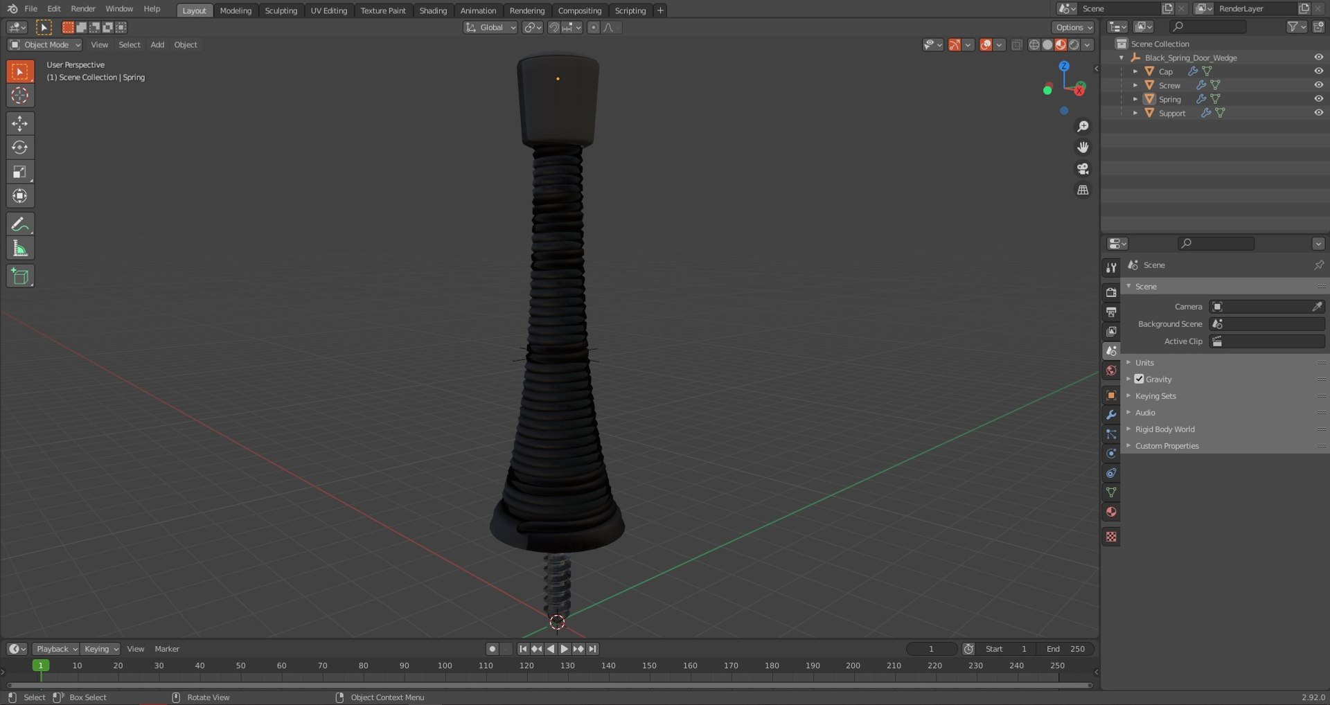 3D Black Spring Door Wedge Model - TurboSquid 2131148
