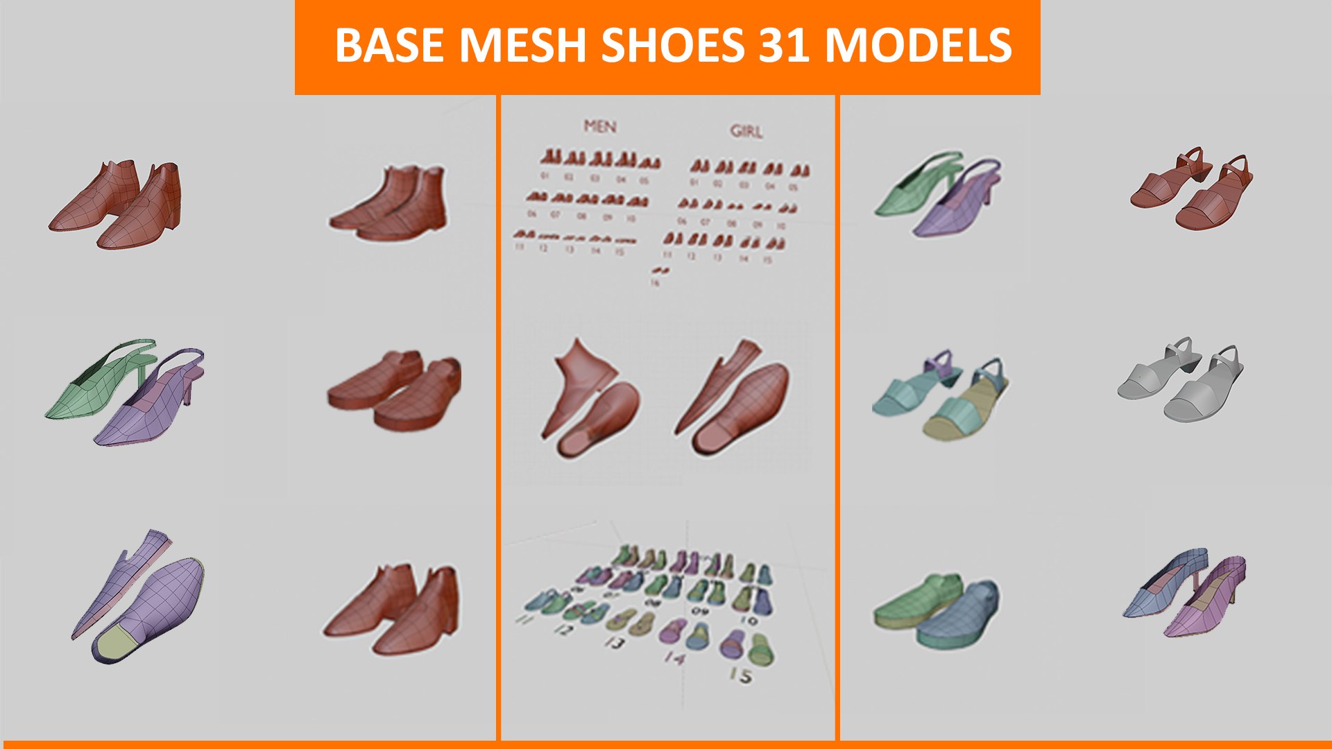 3D Base Mesh Shoes 31 Models - TurboSquid 1781114