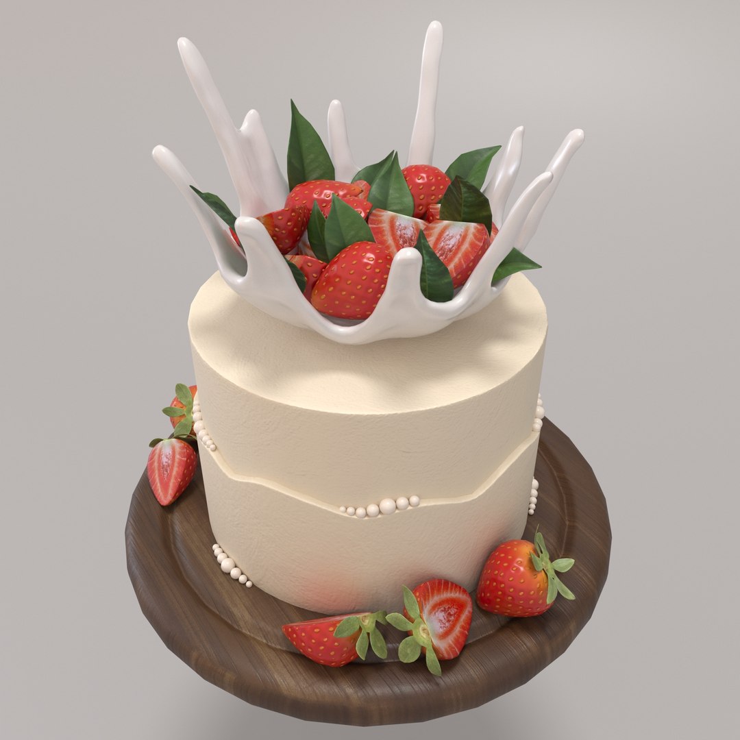 Strawberry Cake 3D Model - TurboSquid 1912214