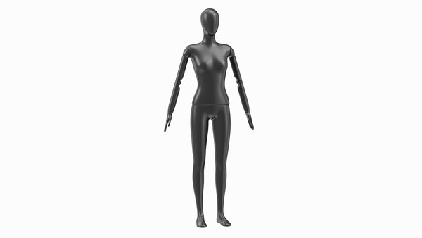 modelo 3d Maniquí Mujer Flexible Satinado Negro Rigged para Modo ...