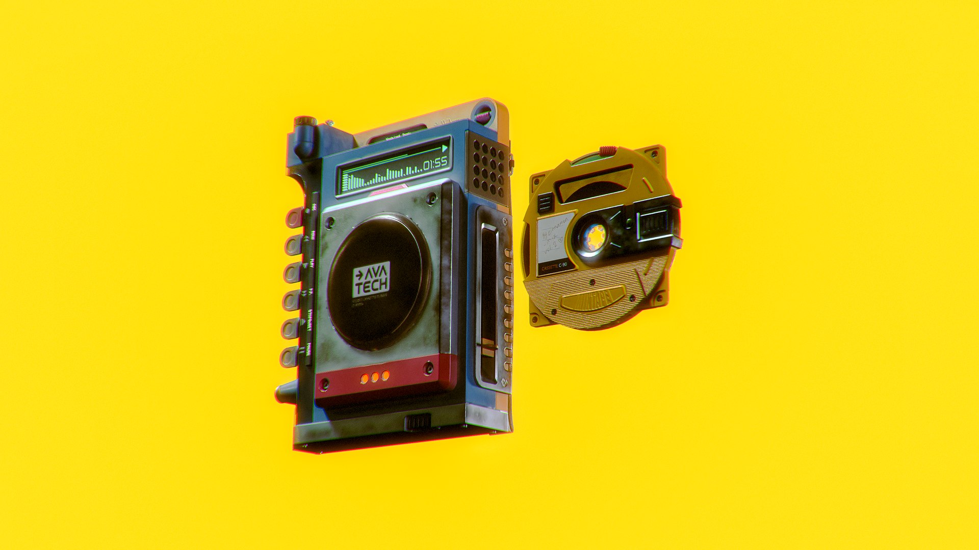 3D Sci-Fi Cassette Player Model - TurboSquid 2355757