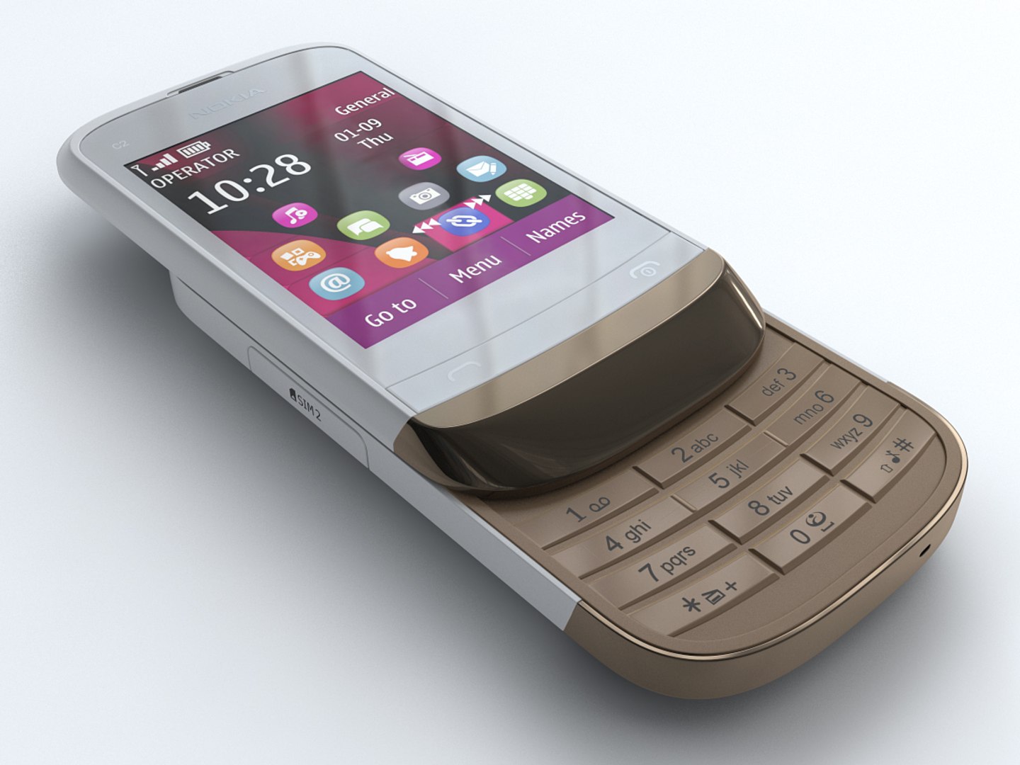 3d Nokia C2-03 Mobile Phone