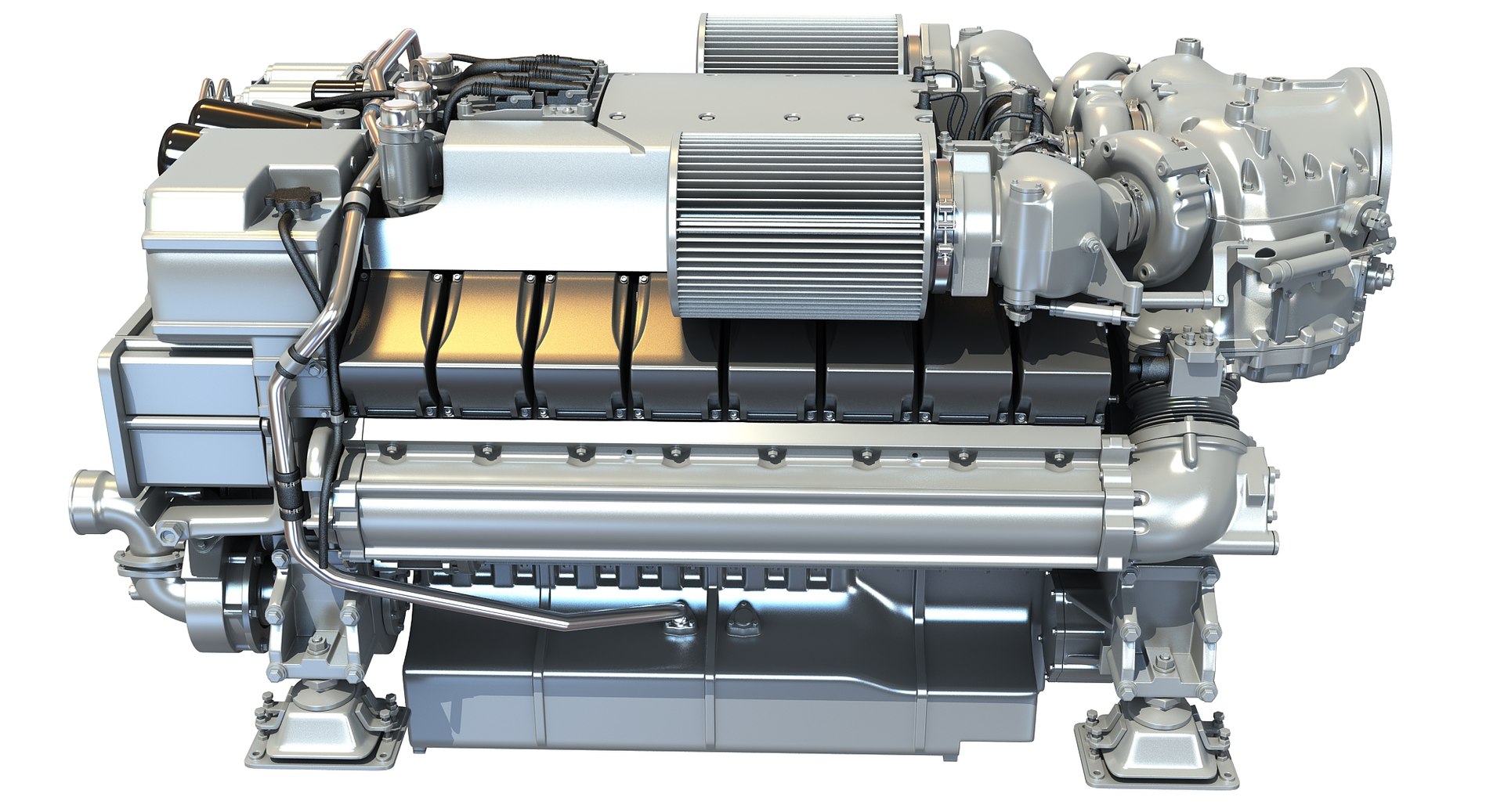 3d model realistic diesel marine engine