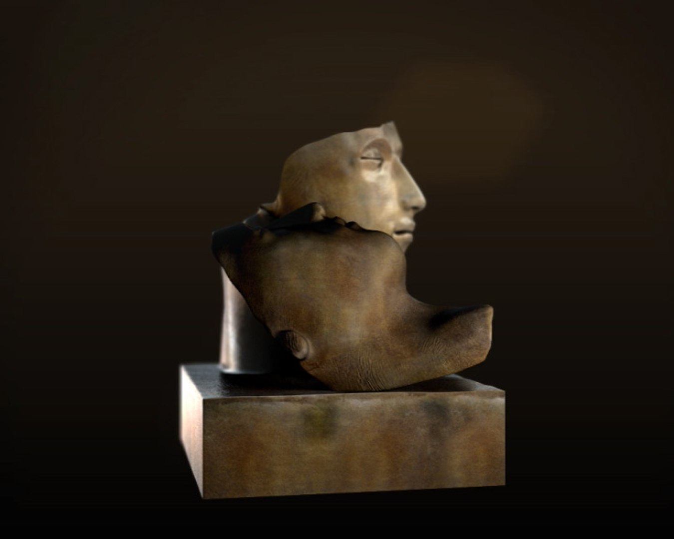 3d Bronze Face Statue Model
