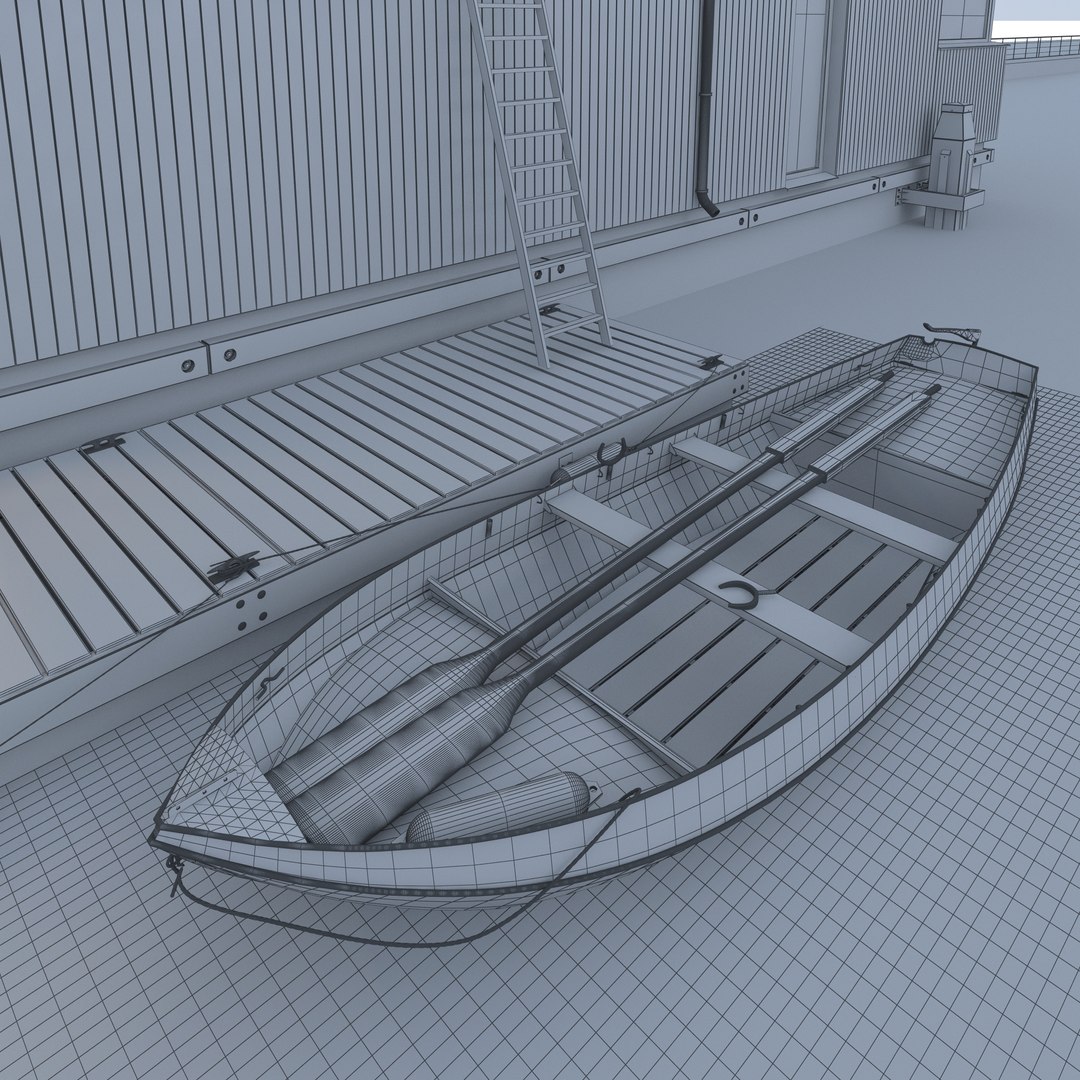 3d Modern Houseboat Moored Model