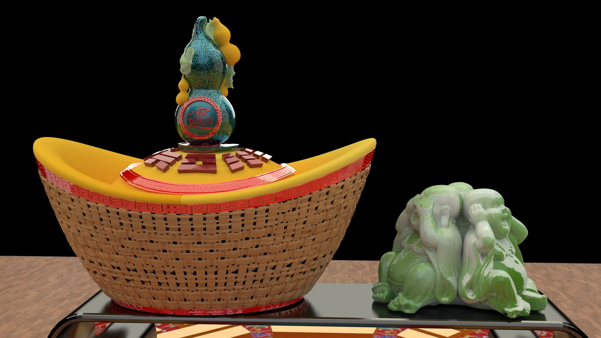 3D Chinese Gold Ingot Model - TurboSquid 2145103