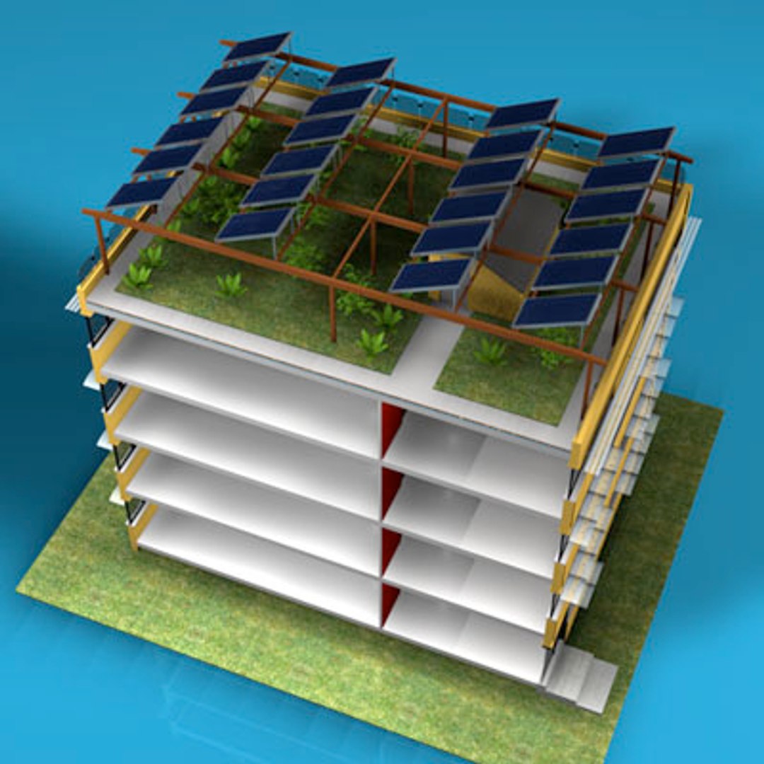 Lights Ecologic Building 3d Model