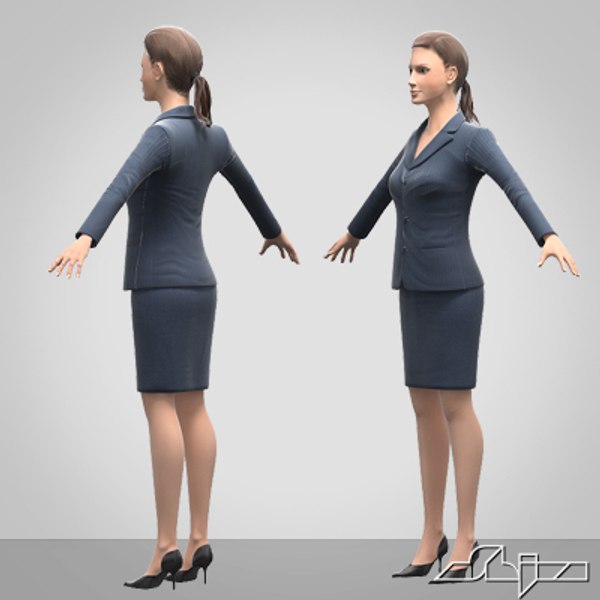 female character office woman 3d model