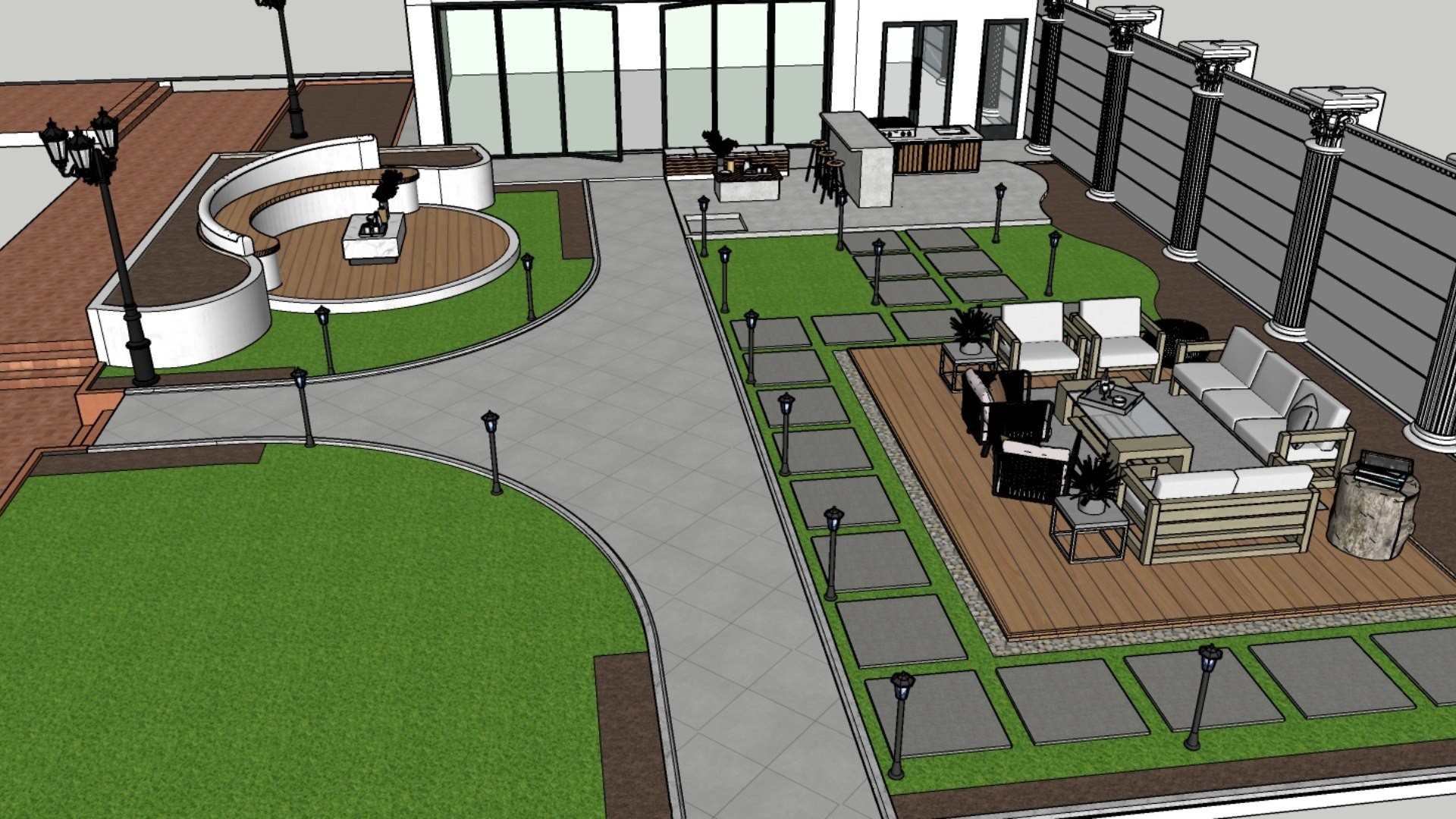 Realistic Garden Outdoor Lounge 3D Model SketchUp Blender Model ...