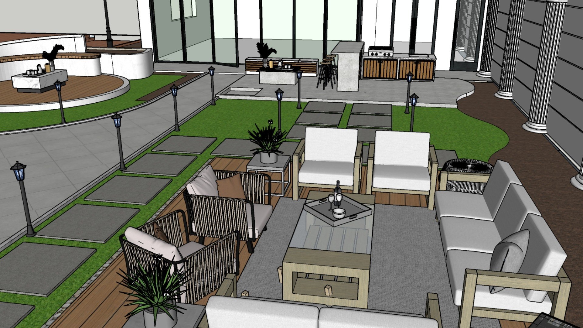 Realistic Garden Outdoor Lounge 3D Model SketchUp Blender Model ...