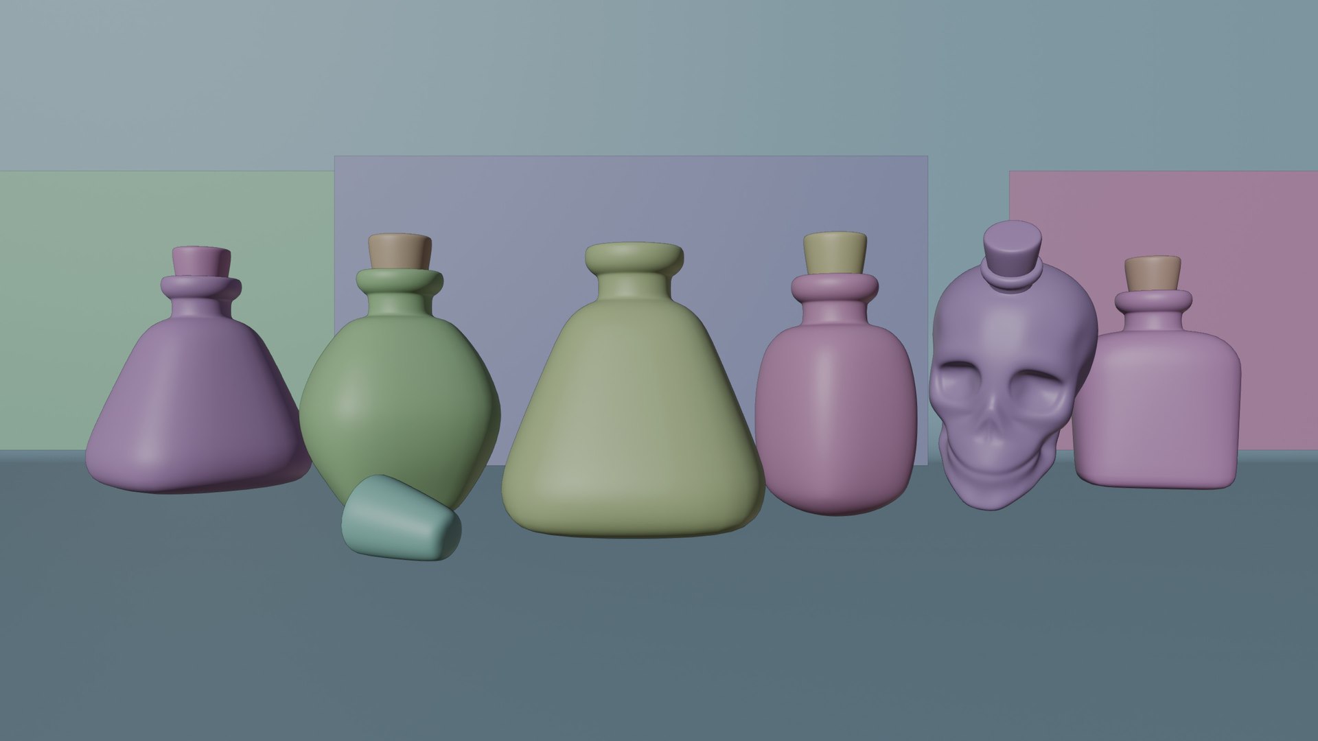 3D Model Wizard Magic Potion Bottles Set 1 - TurboSquid 2127110