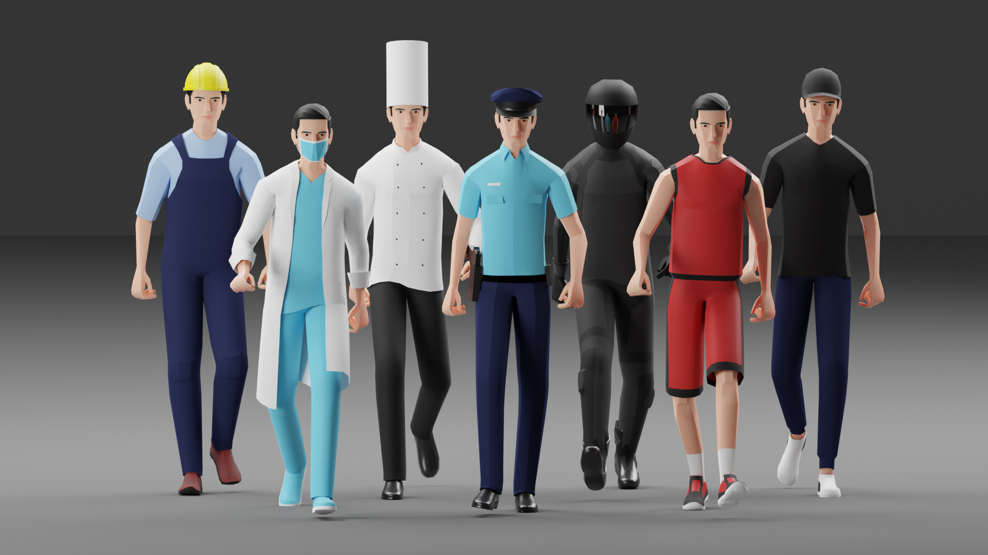 Male Pack 02 - Lowpoly - Rigged 3D Model - TurboSquid 2146499