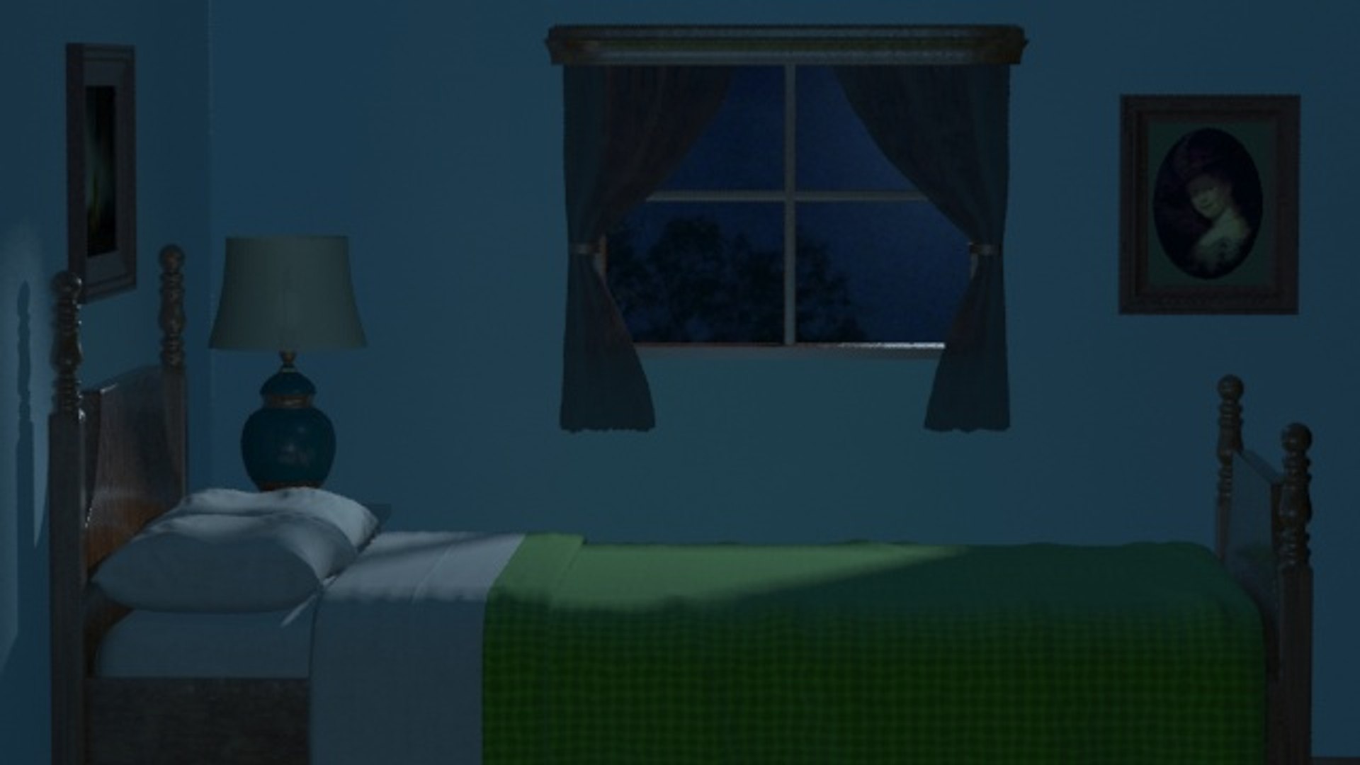 night bedroom scene 3d max