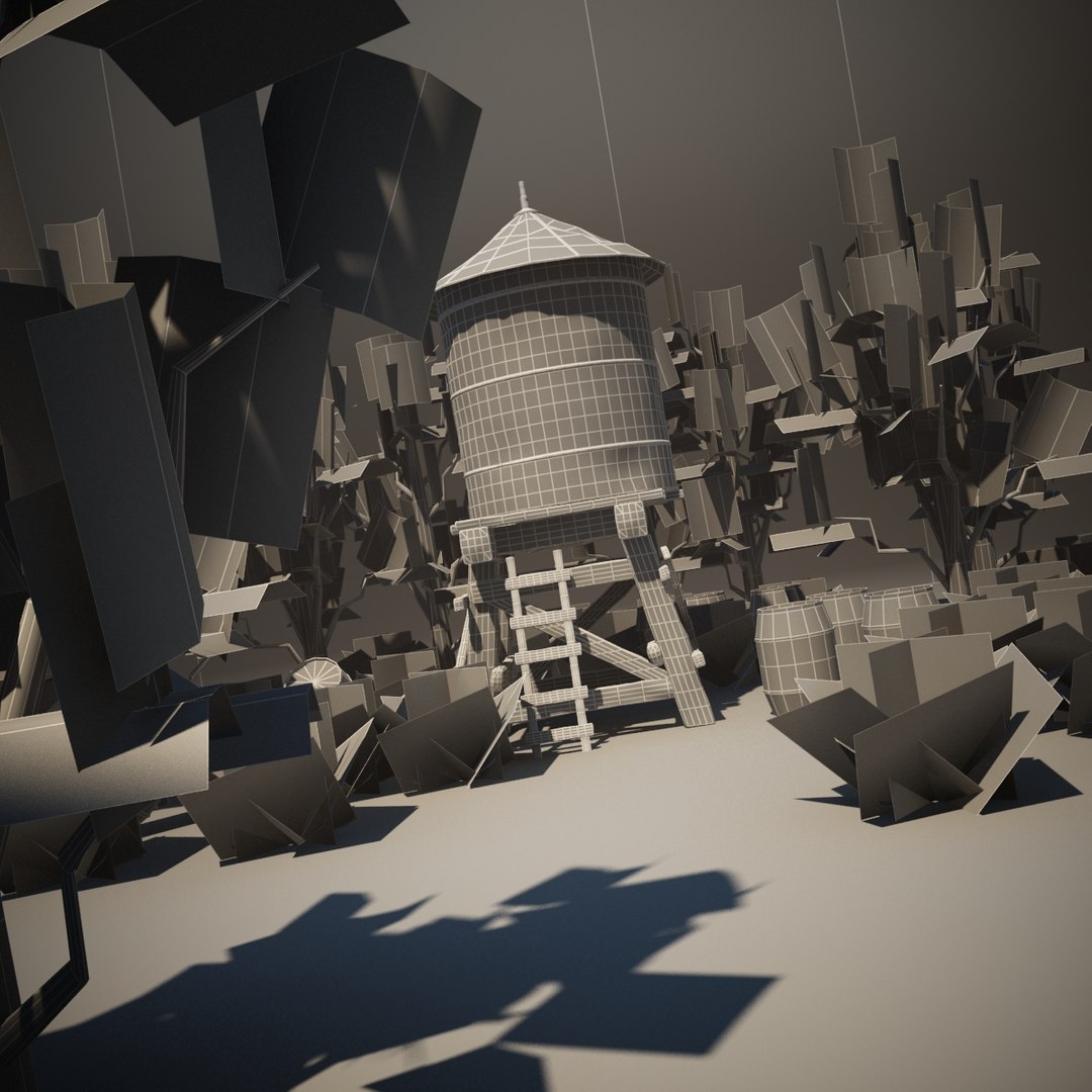 3d water tower environment model