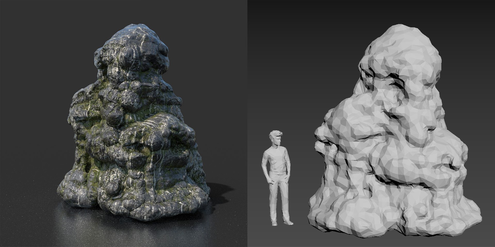 3D 20 Low Poly Black Mossy Stalactite Cave Rocks - TurboSquid 2190897