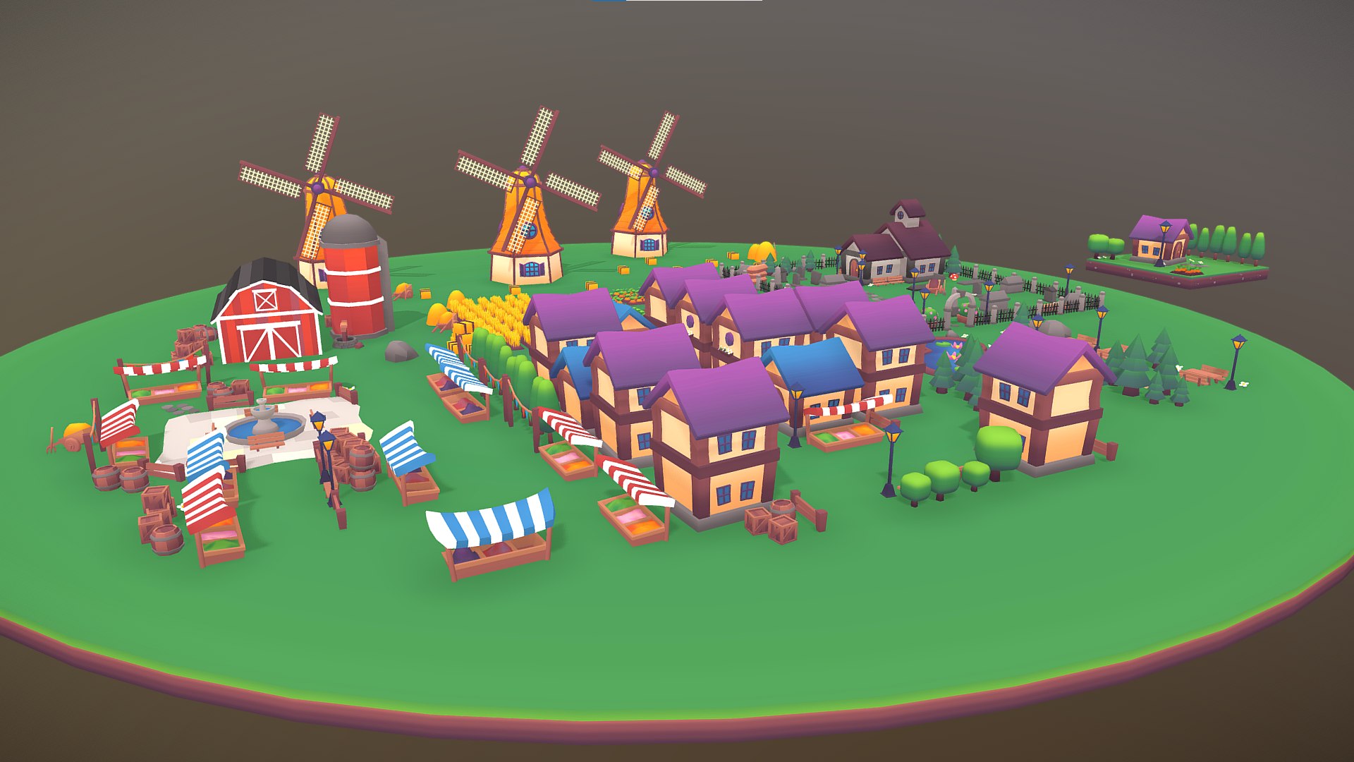 modelo 3d Low Poly Village Town Assets - TurboSquid 2073420