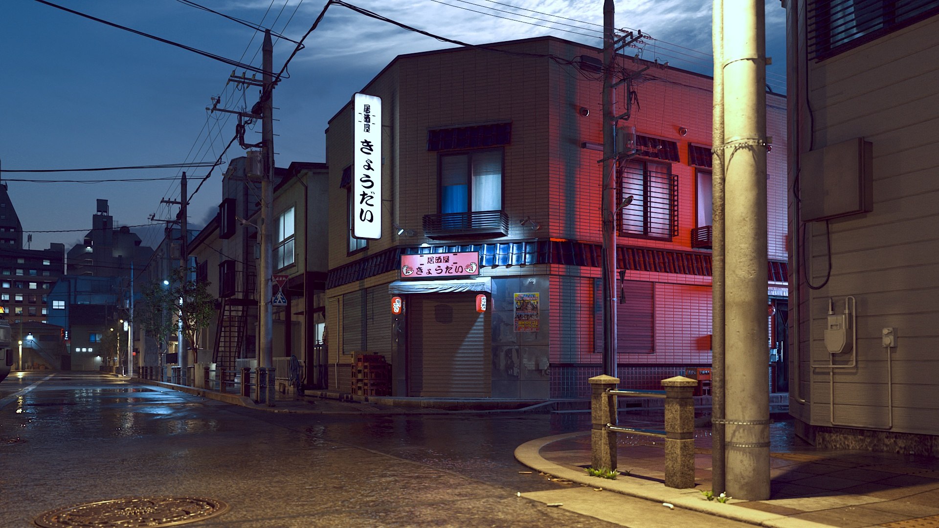 Suburbs Street Night 3D Model - TurboSquid 2118785