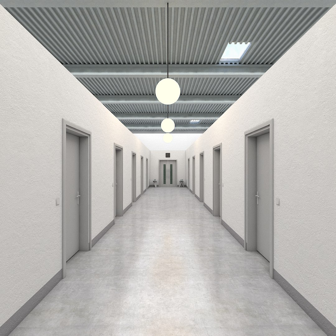 Realistic Office Hallway 3D Model - TurboSquid 1368497