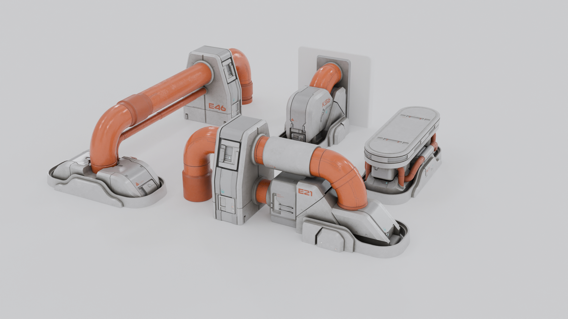 3D Sci Fi Pipe Units - TurboSquid 2318152