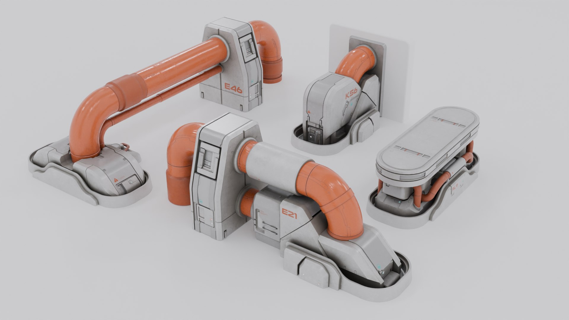 3D Sci Fi Pipe Units - TurboSquid 2318152