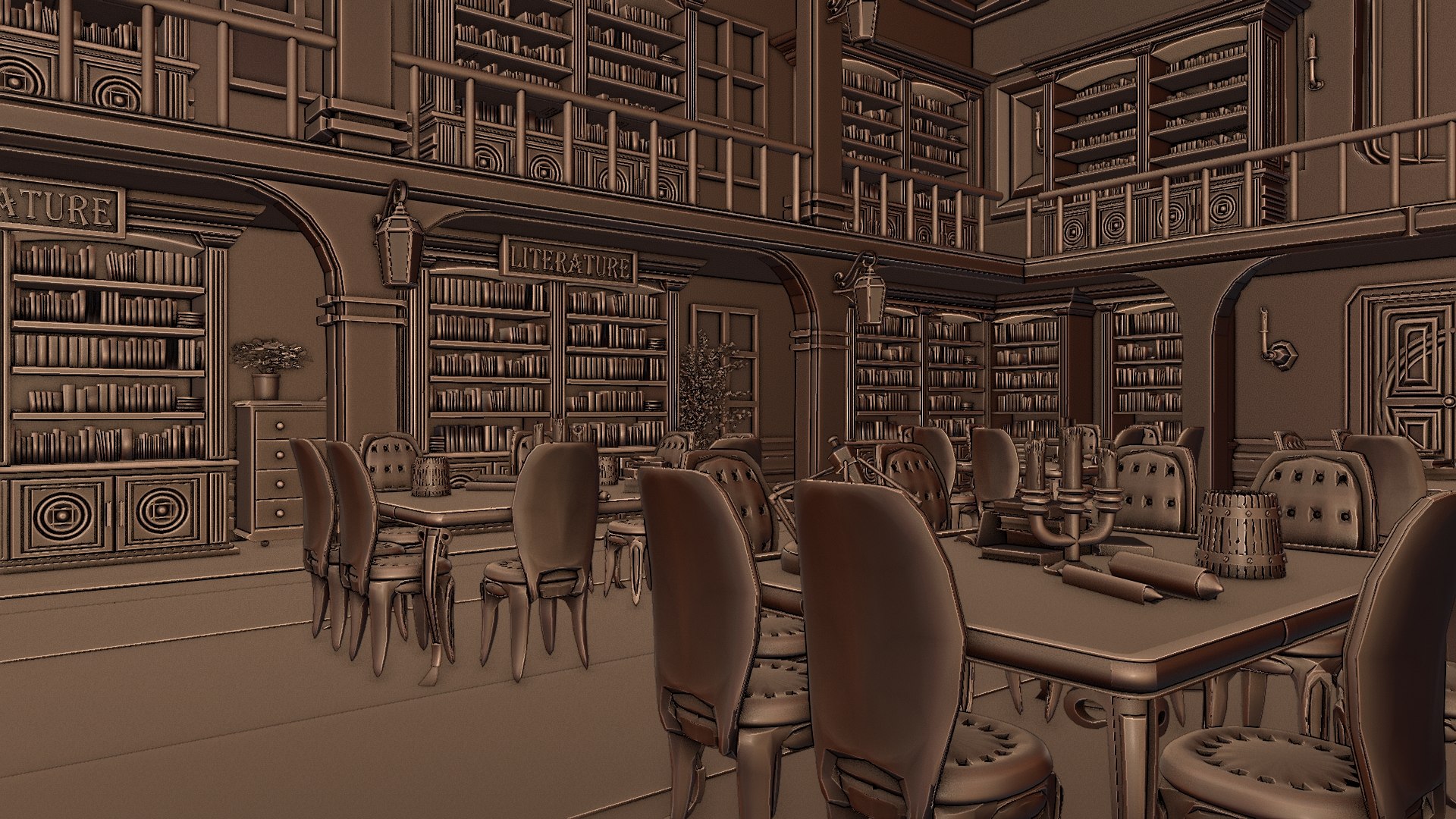3D model high detail library environment - TurboSquid 2100086