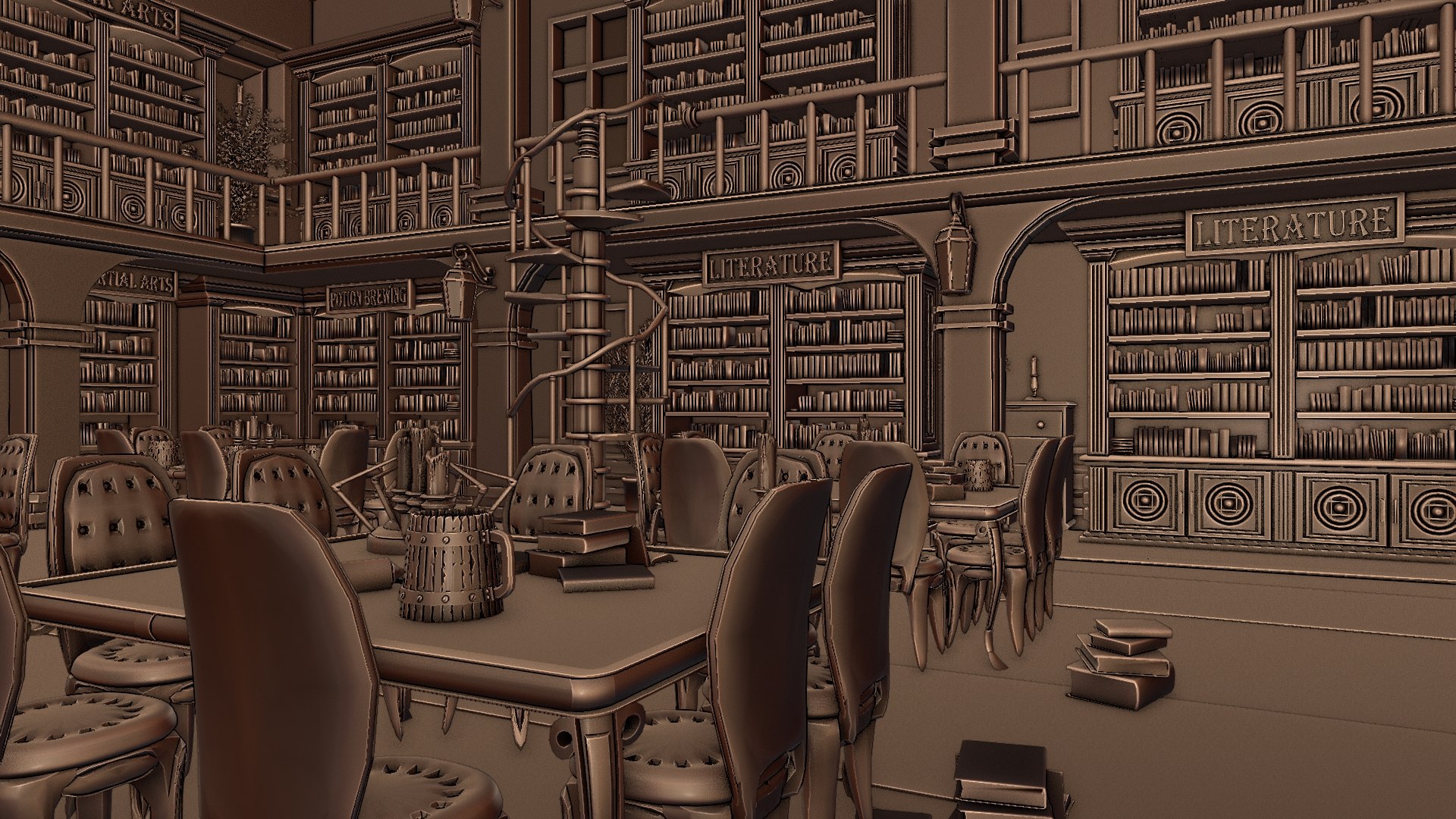 3D model high detail library environment - TurboSquid 2100086