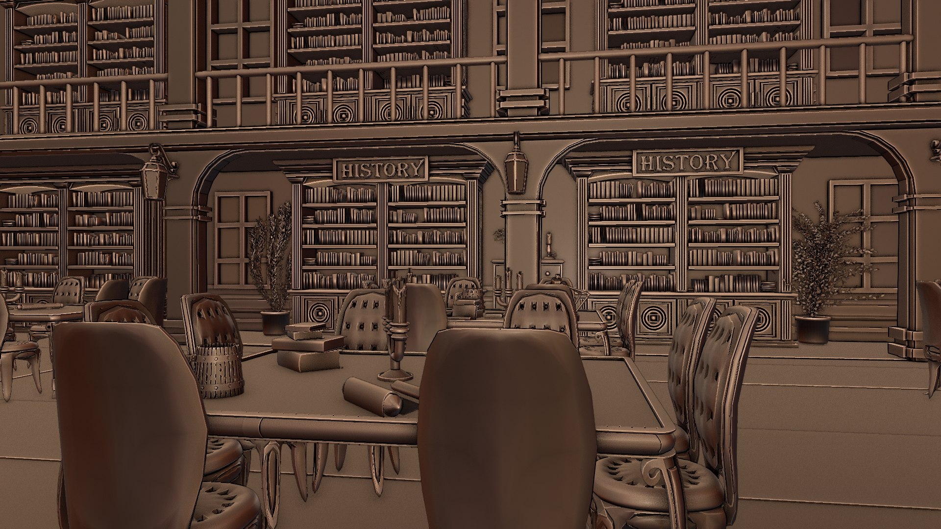 3D model high detail library environment - TurboSquid 2100086