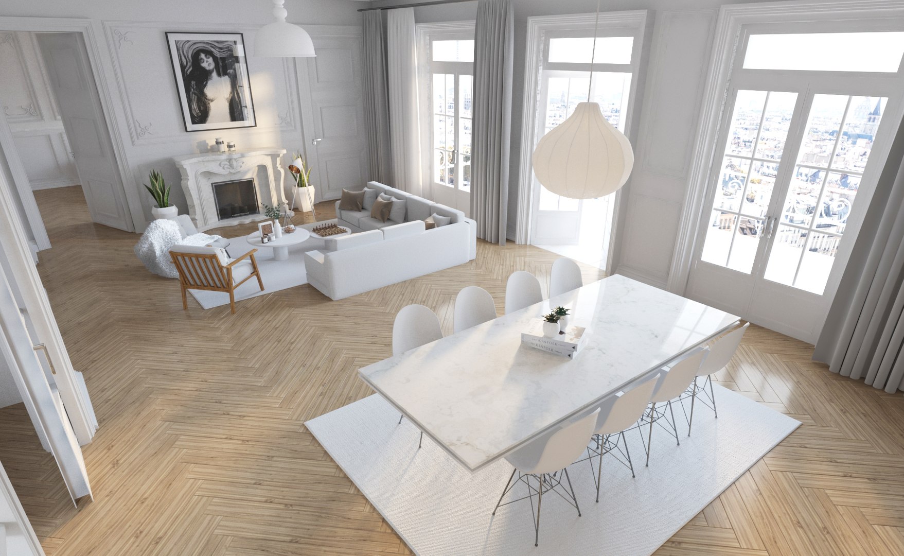 Scandinavian Apartment Flat Interior 3D Model - TurboSquid 2222946