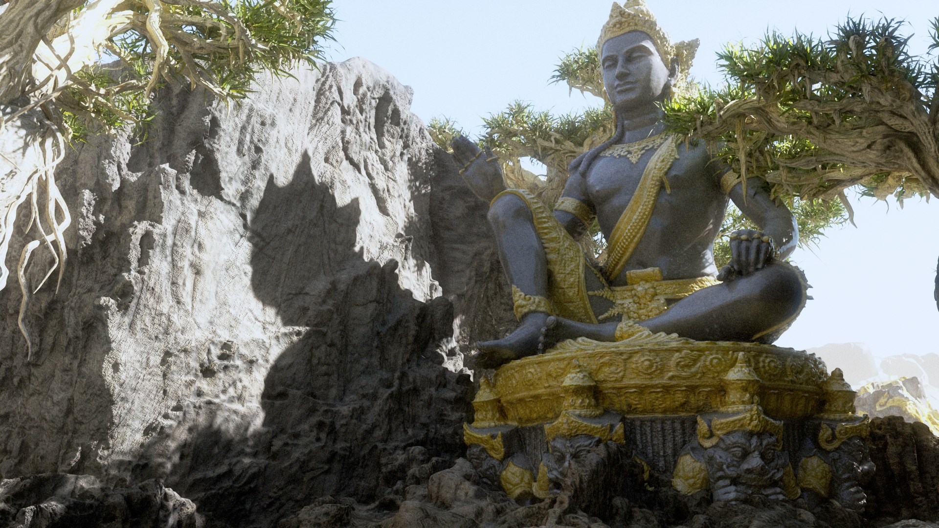 Black Cliff Buddha 3D Model - TurboSquid 1946144