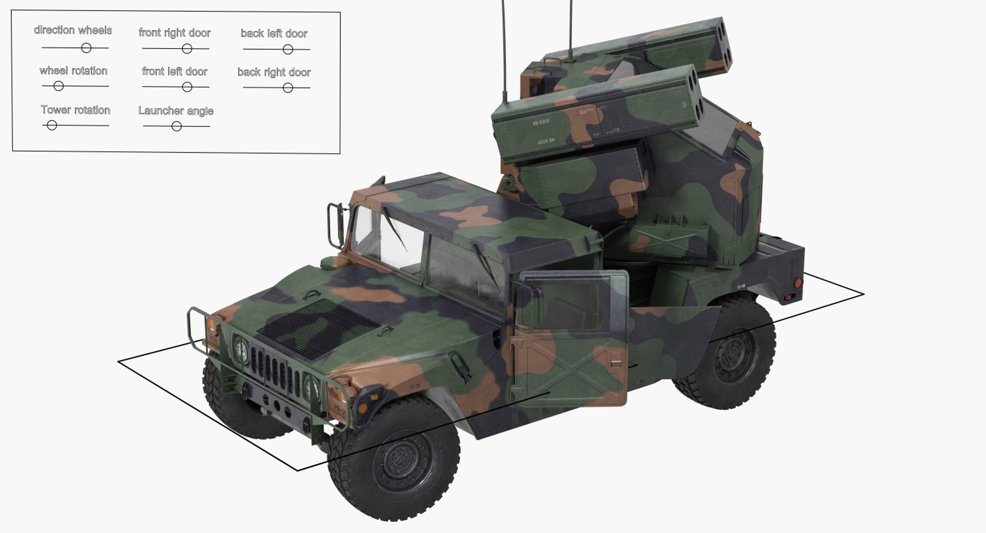 3d hmmwv m998 equipped avenger model