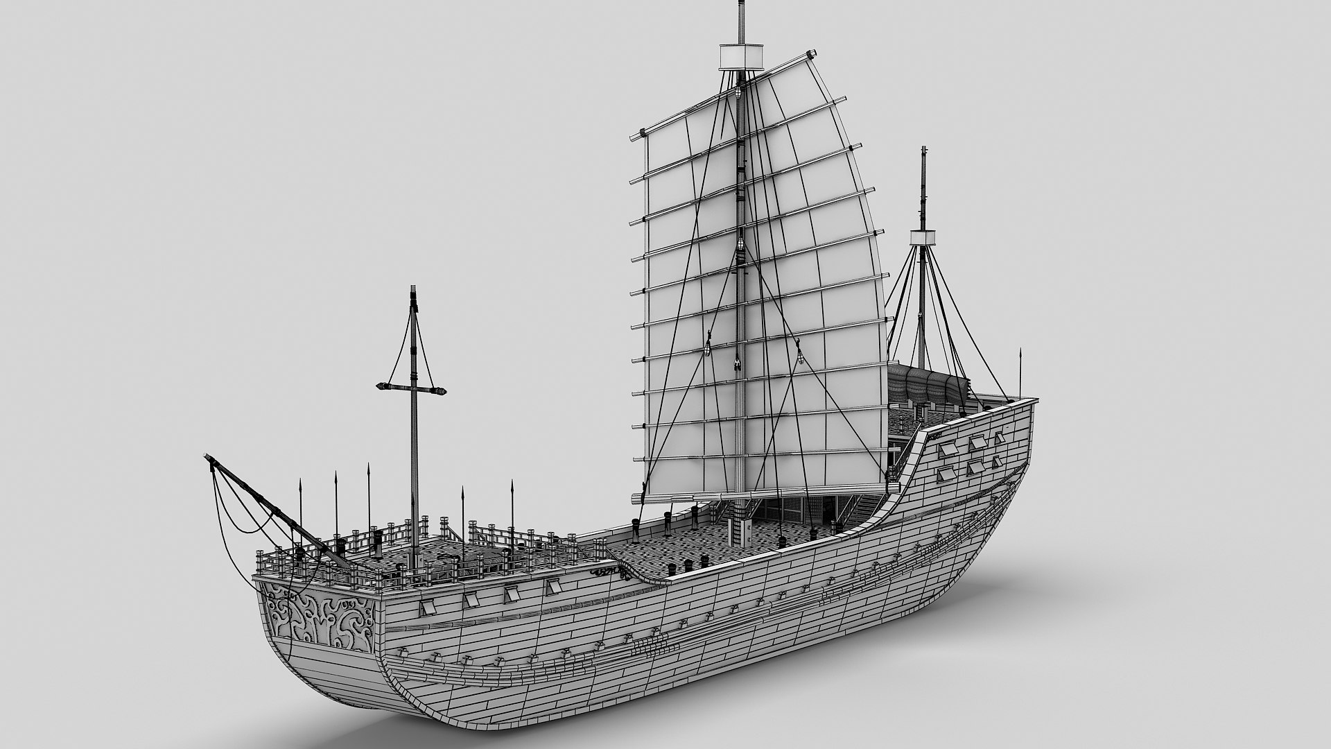 3D Model Chinese Boat Collection 01 - TurboSquid 2330874