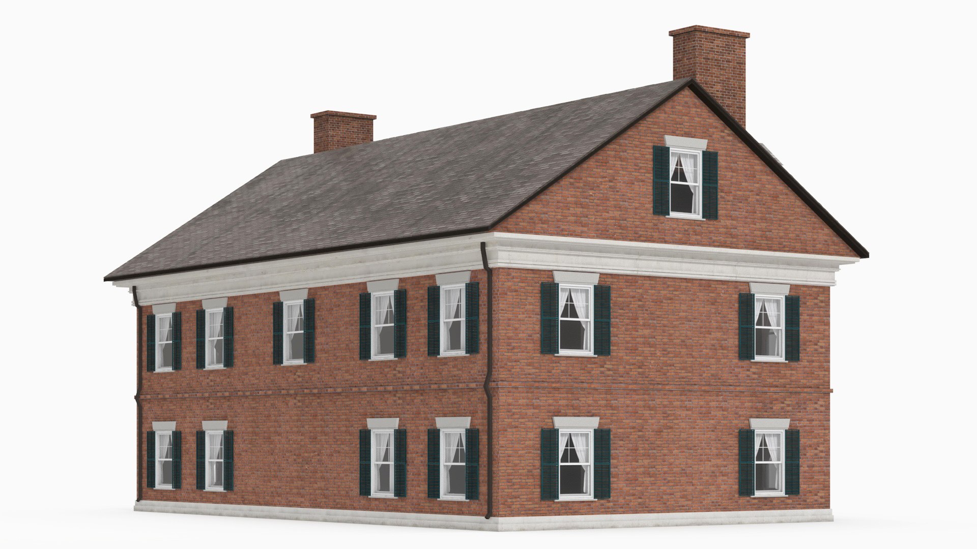 3D Classic Two-Story Brick House Model - TurboSquid 2211394