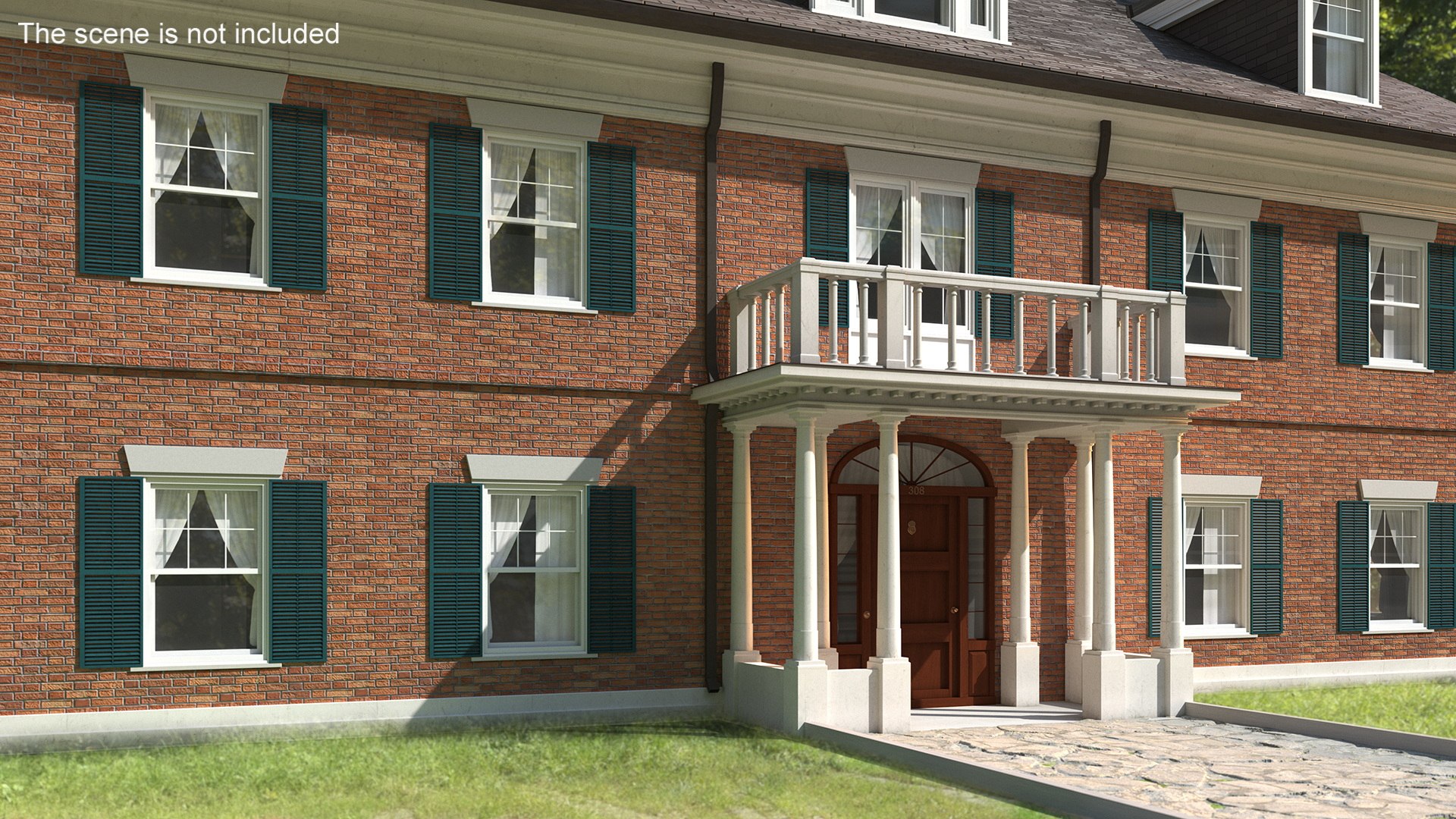 3D Classic Two-Story Brick House Model - TurboSquid 2211394