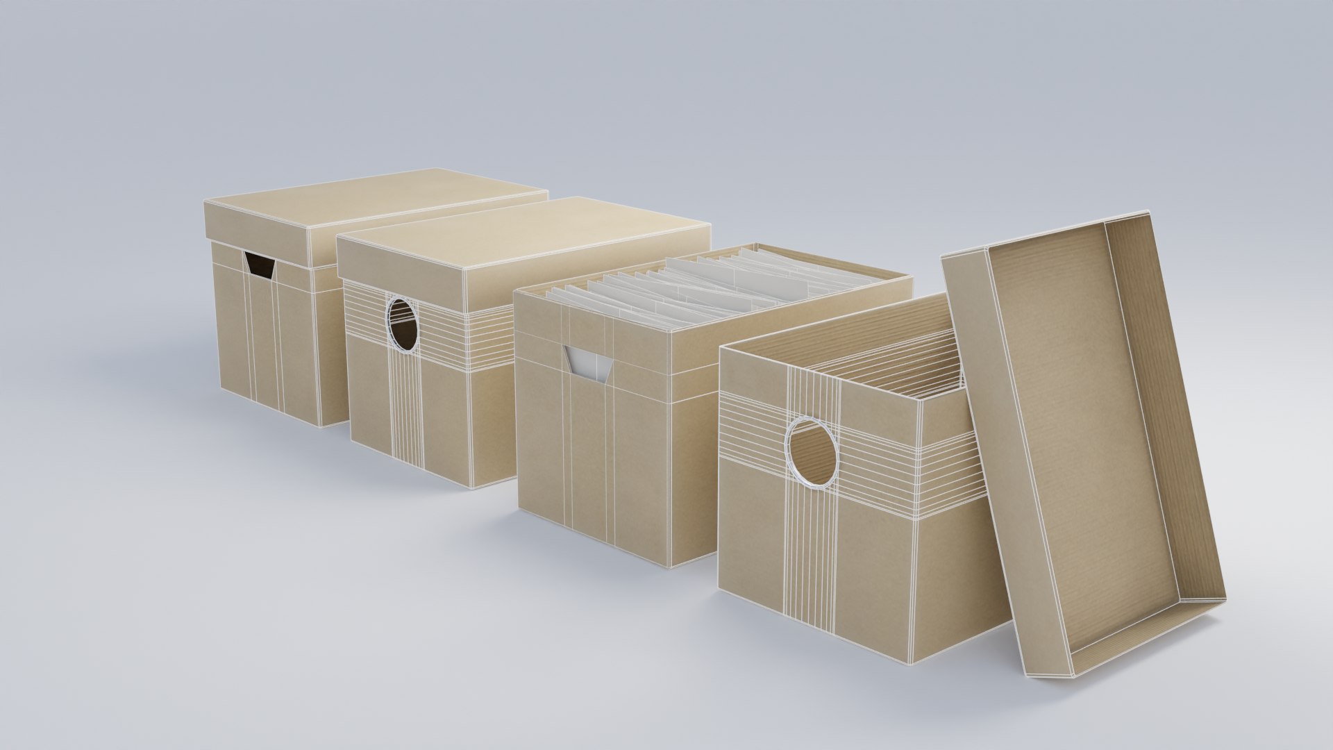 Cardboard Filing Box 4K And 2K 3D Model - TurboSquid 2009746