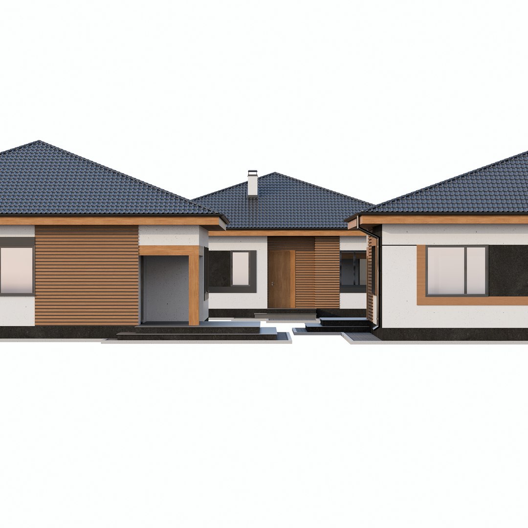3D Modern One-storey Cottage Model - TurboSquid 2171770