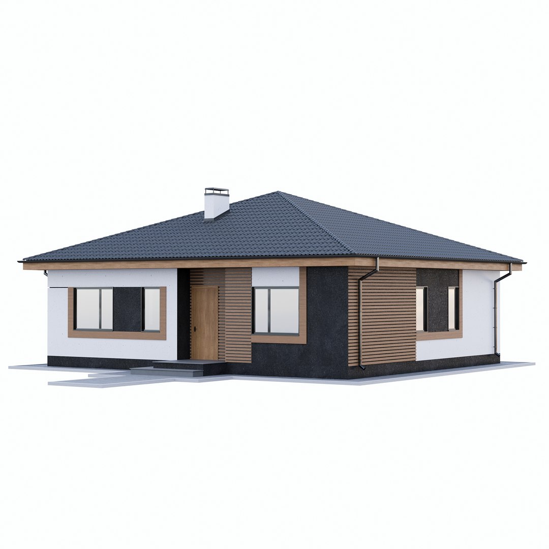 3D Modern One-storey Cottage Model - TurboSquid 2171770