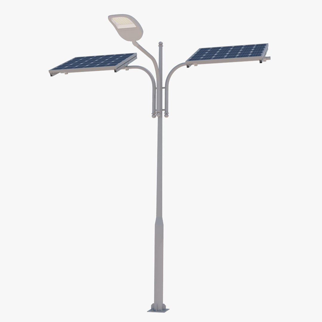 3D model Street Lamp With Small Solar Panels - TurboSquid 2034370